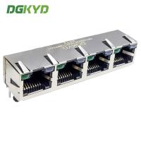 China RJ45 Direct 1X4 Shielded Network Connector with LED Strip 8P8C 10/100/1000BASE-T for sale