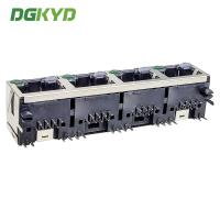China RJ45 Direct 1X4 Shielded Network Connector with LED Strip 8P8C 10/100/1000BASE-T for sale