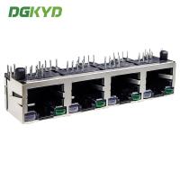 China RJ45 Direct 1X4 Shielded Network Connector with LED Strip 8P8C 10/100/1000BASE-T for sale