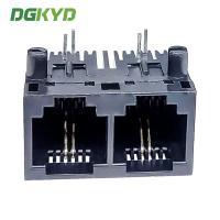 China RJ11 Earless Full Plastic 6P2C 1x2 Ethernet Socket Connector - 10/100/1000BASE-T, -40℃ to 85℃ Operating Range for sale
