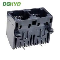 China RJ11 Earless Full Plastic 6P2C 1x2 Ethernet Socket Connector - 10/100/1000BASE-T, -40℃ to 85℃ Operating Range for sale