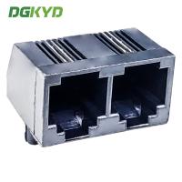 China RJ11 Earless Full Plastic 6P2C 1x2 Ethernet Socket Connector - 10/100/1000BASE-T, -40℃ to 85℃ Operating Range for sale