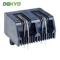 China RJ11 Earless Full Plastic 6P2C 1x2 Ethernet Socket Connector - 10/100/1000BASE-T, -40℃ to 85℃ Operating Range for sale