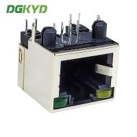 China RJ45 Connector 56 With Light Strip Shielding 8P8C Flat Pin Socket DGKYD561188AB1A2DB4 for sale