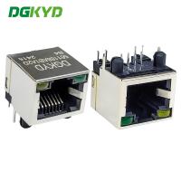 China RJ45 Connector 56 With Light Strip Shielding 8P8C Flat Pin Socket DGKYD561188AB1A2DB4 for sale