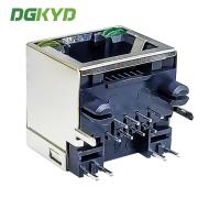 China RJ45 Connector 56 With Light Strip Shielding 8P8C Flat Pin Socket DGKYD561188AB1A2DB4 for sale