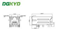 China 5Gbps RJ45 Industrial Ethernet Connector 33mm GY/GY LED THT Right Angle for sale