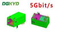 China 5Gbps RJ45 Industrial Ethernet Connector 33mm GY/GY LED THT Right Angle for sale