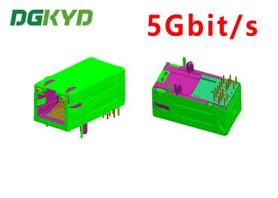 China 5Gbps RJ45 Industrial Ethernet Connector 33mm GY/GY LED THT Right Angle for sale