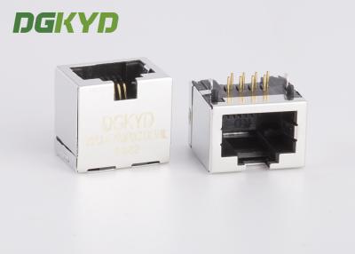 China Metal Shielded RJ45 Ethernet Jack Connector 11.5mm with 8-Position Gold Contacts for PCB Mounting for sale