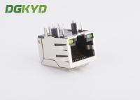 China 100M Tab Down Shield single port CAT5 RJ45 network JACK with filter, G/Y LEDS for sale