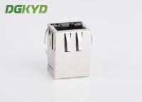 China 100M Tab Down Shield single port CAT5 RJ45 network JACK with filter, G/Y LEDS for sale