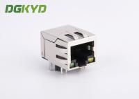 China 100M Tab Down Shield single port CAT5 RJ45 network JACK with filter, G/Y LEDS for sale
