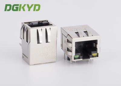 China 100M Tab Down Shield single port CAT5 RJ45 network JACK with filter, G/Y LEDS for sale