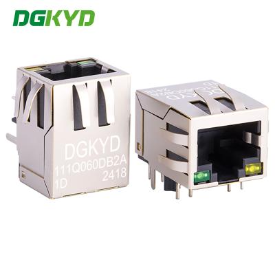 China DGKYD111Q060DB2A1D Single Port RJ45 Connector with 90° Side Plug for Gigabit Networks, 21.3mm Length, -40℃ to +85℃ Operating Range for sale