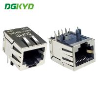 China RJ45 Single Port Shielded Connector 5921 Round Pin Spring Clip 8P8C Through Hole for sale