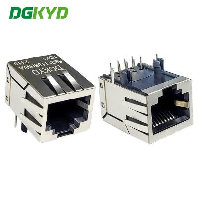 China RJ45 Single Port Shielded Connector 5921 Round Pin Spring Clip 8P8C Through Hole for sale