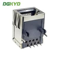 China RJ45 Single Port Shielded Connector 5921 Round Pin Spring Clip 8P8C Through Hole for sale