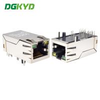 China RJ45 Connector with PoE+ Gigabit Ethernet Filter LED Spring DGKYD 1 Port 1000M for sale