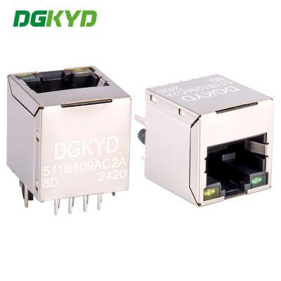 China Top Insertion RJ45 Ethernet Connector with Internal Isolation Transformer - 8 Position 100M BASE-TX Right Angle PCB Mount for sale