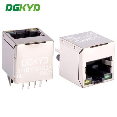 China RJ45 Network Connector with LED Indicators 100Mbps 8-Position Shielded Modular Jack DGKYD511B113AC2A8D for sale