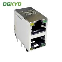 China Dual Port RJ45 Connector with LED 1000M BASE-TX Short Body Without Filter for sale