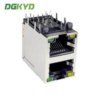 China Dual Port RJ45 Connector with LED 1000M BASE-TX Short Body Without Filter for sale