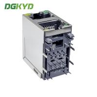 China Dual Port RJ45 Connector with LED 1000M BASE-TX Short Body Without Filter for sale