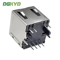 China RJ45 Vertical Interface 100Mbps Integrated Filter Connector with LED Indicators - 8 Position 10G BASE-T Modular Jack DGKYD511B002DA1A8D for sale