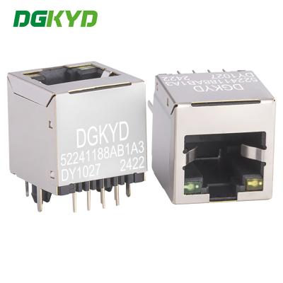 China 180 Degree Straight Plug RJ45 Connector Without Filter Vertical Interface 8-Position Socket DGKYD52241188AB1A3DY1027 for sale