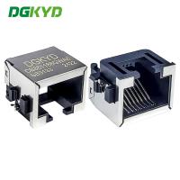 China RJ45 Connector 1x1 8P8C Shielded Sinking Plate 8.6 3U Gold Plating Right Angle Through Hole for sale