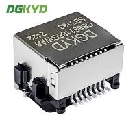 China RJ45 Connector 1x1 8P8C Shielded Sinking Plate 8.6 3U Gold Plating Right Angle Through Hole for sale