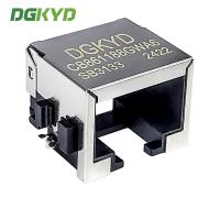 China RJ45 Connector 1x1 8P8C Shielded Sinking Plate 8.6 3U Gold Plating Right Angle Through Hole for sale