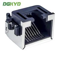 China RJ45 Connector 1x1 8P8C Shielded Sinking Plate 8.6 3U Gold Plating Right Angle Through Hole for sale