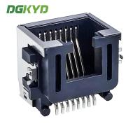 China RJ45 Connector 1x1 8P8C Shielded Sinking Plate 8.6 3U Gold Plating Right Angle Through Hole for sale