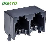 China 1x2 RJ11 6P6C Modular Connector Black Plastic 90 Degree Side Entry for 10/100/1000BASE-T Networks for sale