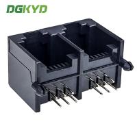 China 1x2 RJ11 6P6C Modular Connector Black Plastic 90 Degree Side Entry for 10/100/1000BASE-T Networks for sale