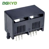 China 1x2 RJ11 6P6C Modular Connector Black Plastic 90 Degree Side Entry for 10/100/1000BASE-T Networks for sale