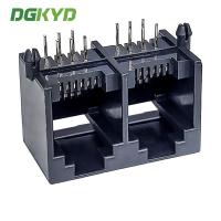 China 1x2 RJ11 6P6C Modular Connector Black Plastic 90 Degree Side Entry for 10/100/1000BASE-T Networks for sale