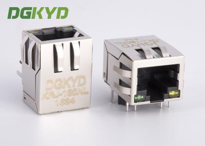 China Right Angle Shielded 8P8C RJ45 Connector with Transformer - 0.35mm Gold Contacts, 750+ Insertion Cycles for sale
