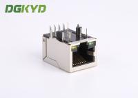 China Single Port Gigabit Ethernet 10 Pins PCB RJ45 Modular Jack, G/Y Led for sale