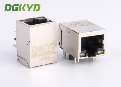 China Single Port Gigabit Ethernet 10 Pins PCB RJ45 Modular Jack, G/Y Led for sale