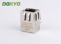 China Gigabit 8 Core Single-Port RJ45 Connector 21.05mm Depth Shield Tabs Green-Yellow LEDs for sale