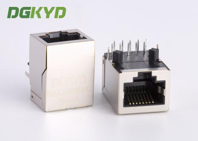 China 1 Port CAT6 RJ45 Modular Jack with Internal Transformers for Fiber Optic Transceivers - 0.35mm Gold Pin for sale