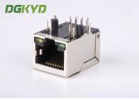 China Metal Shield Female 1x1 Tab Down 100Base PoE RJ45 Network Jack with LED for Set-top Box for sale