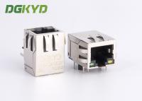 China 10/100BASE Tab Down Transformer RJ45 Network Connector with LED - 0.35mm Gold Pin, IEEE 802.3u Compliant for sale