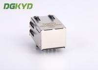 China PCB Surface Mount RJ45 Ethernet Connector Shielded with Internal Magnetics - 0.35mm Pin, 6μm Gold Plating for sale