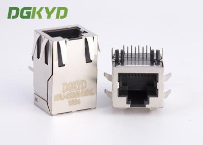 China PCB Surface Mount RJ45 Ethernet Connector Shielded with Internal Magnetics - 0.35mm Pin, 6μm Gold Plating for sale
