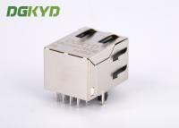 China Single Port Megabit Ethernet RJ45 PCB Connector with Shielded Plug for 100BASE Networks, 0.35mm Gold Contacts for sale