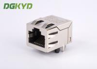 China Single Port Megabit Ethernet RJ45 PCB Connector with Shielded Plug for 100BASE Networks, 0.35mm Gold Contacts for sale